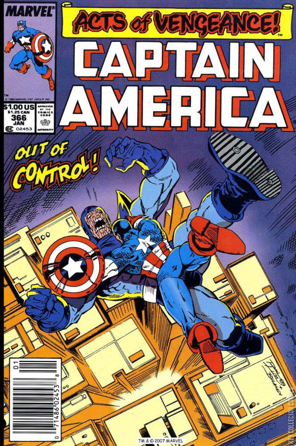 Captain America #366 Newsstand Published January 1990